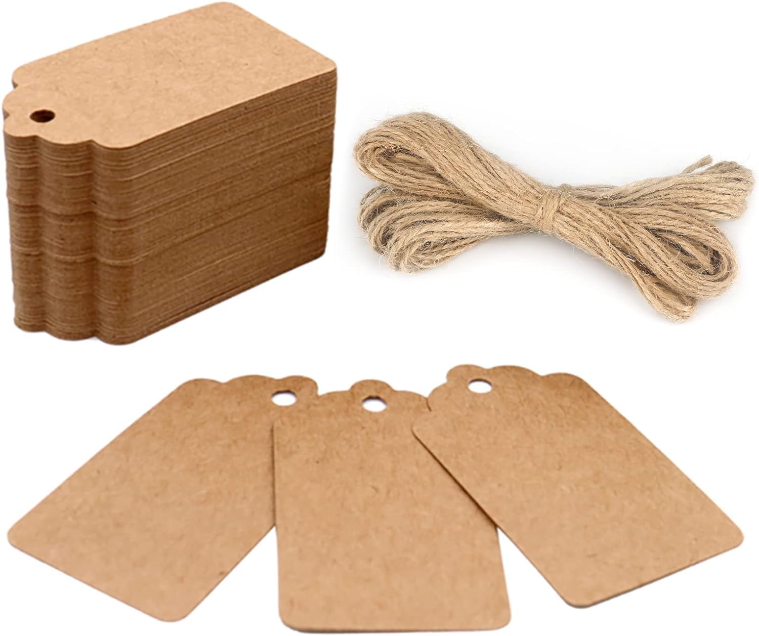 100PCS Kraft Paper Gift Tags with String, 2.8×1.6 in Blank Gift Tags ...