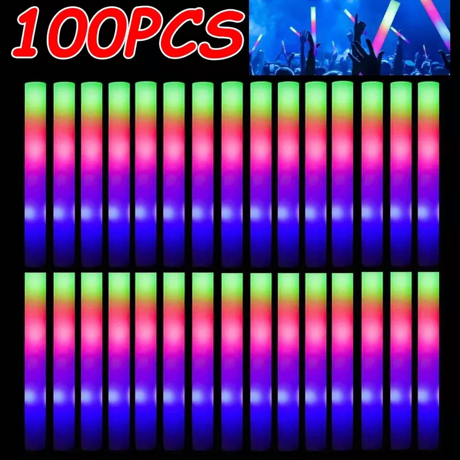 100PCS LED Foam Sticks Light Up Wands Rally Flashing Glow Party Rave ...