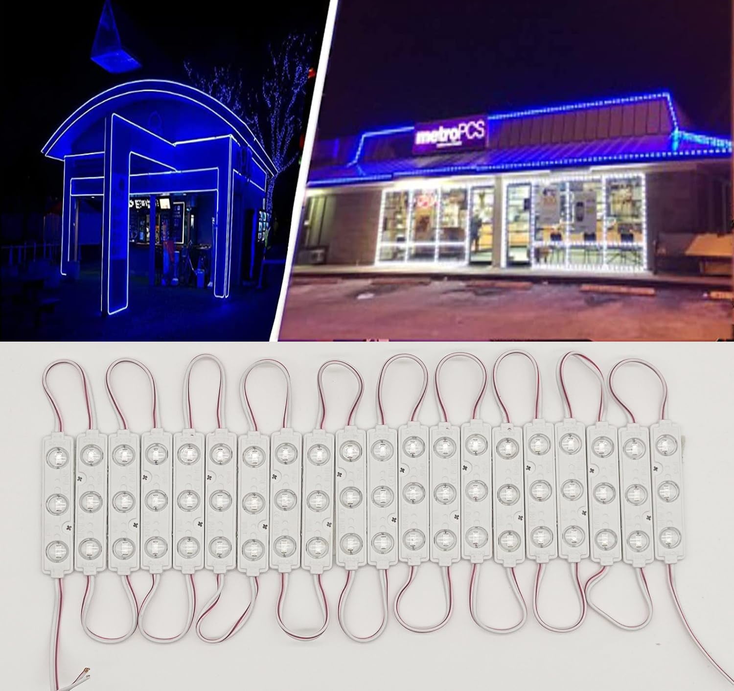 100PCS LED Module, Blue Light for Signs 12V DC 5630 SMD 3 LED Window ...