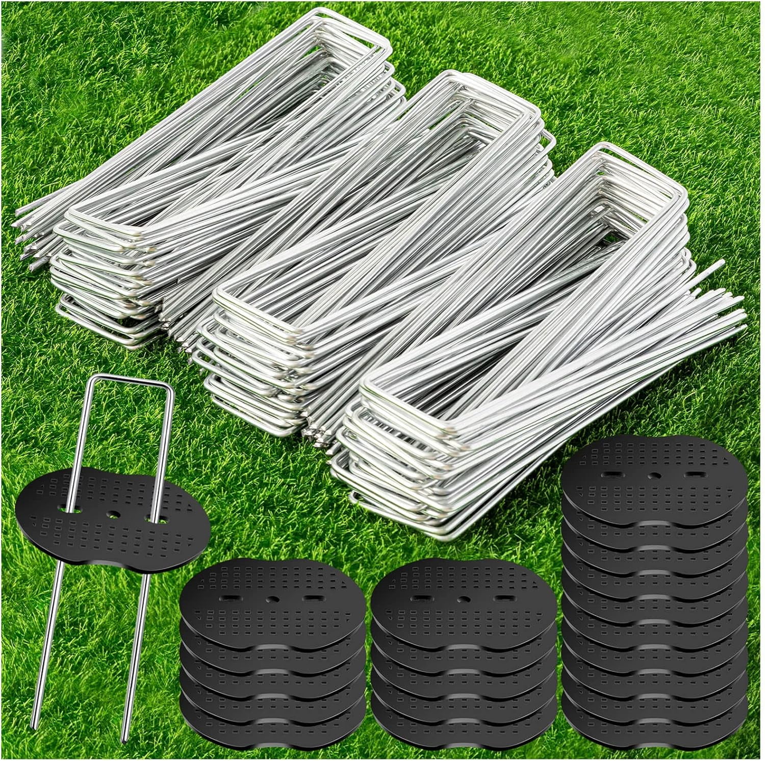 100PCS Landscape Staples Set, 80Pcs Galvanized Garden Stakes and 20Pcs ...