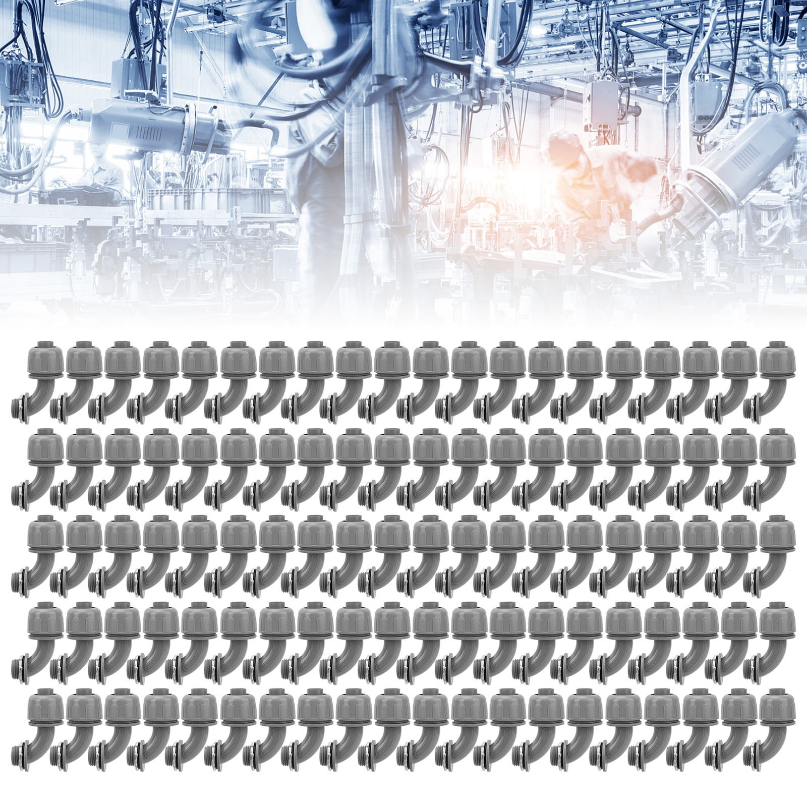 100PCS Liquid Tight Connector 1/2 Inch Thread 90 Degree PVC Conduit ...