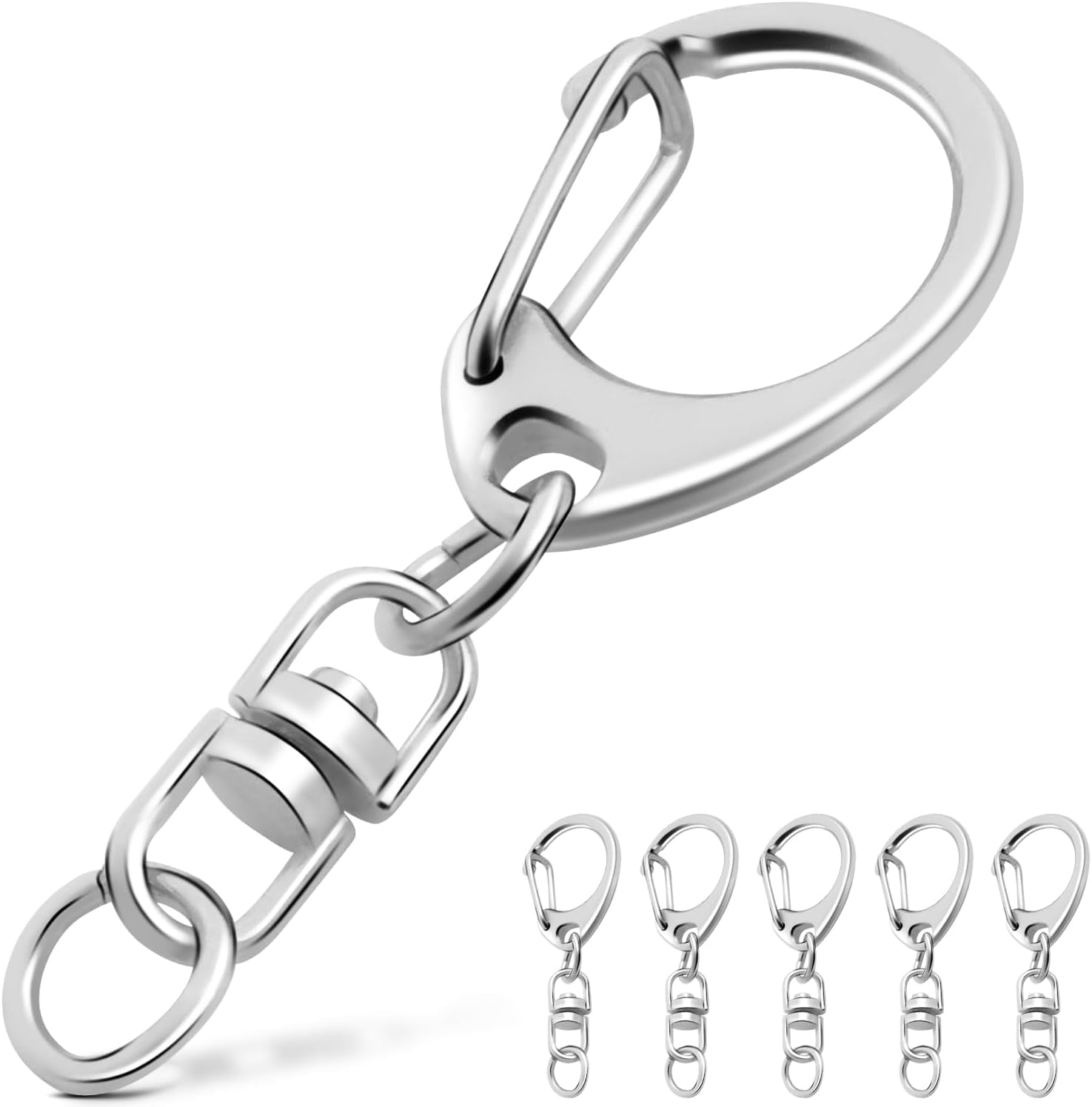 100PCS Lobster Claw Clasps Keychain Kit, Silver Keychain Clip with ...