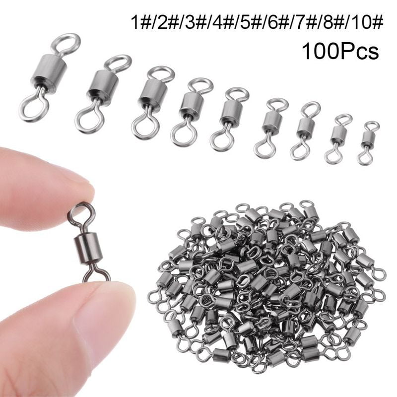 100PCS/Lot Fishing Swivel Connector Heavy Duty Stainless Steel Solid ...