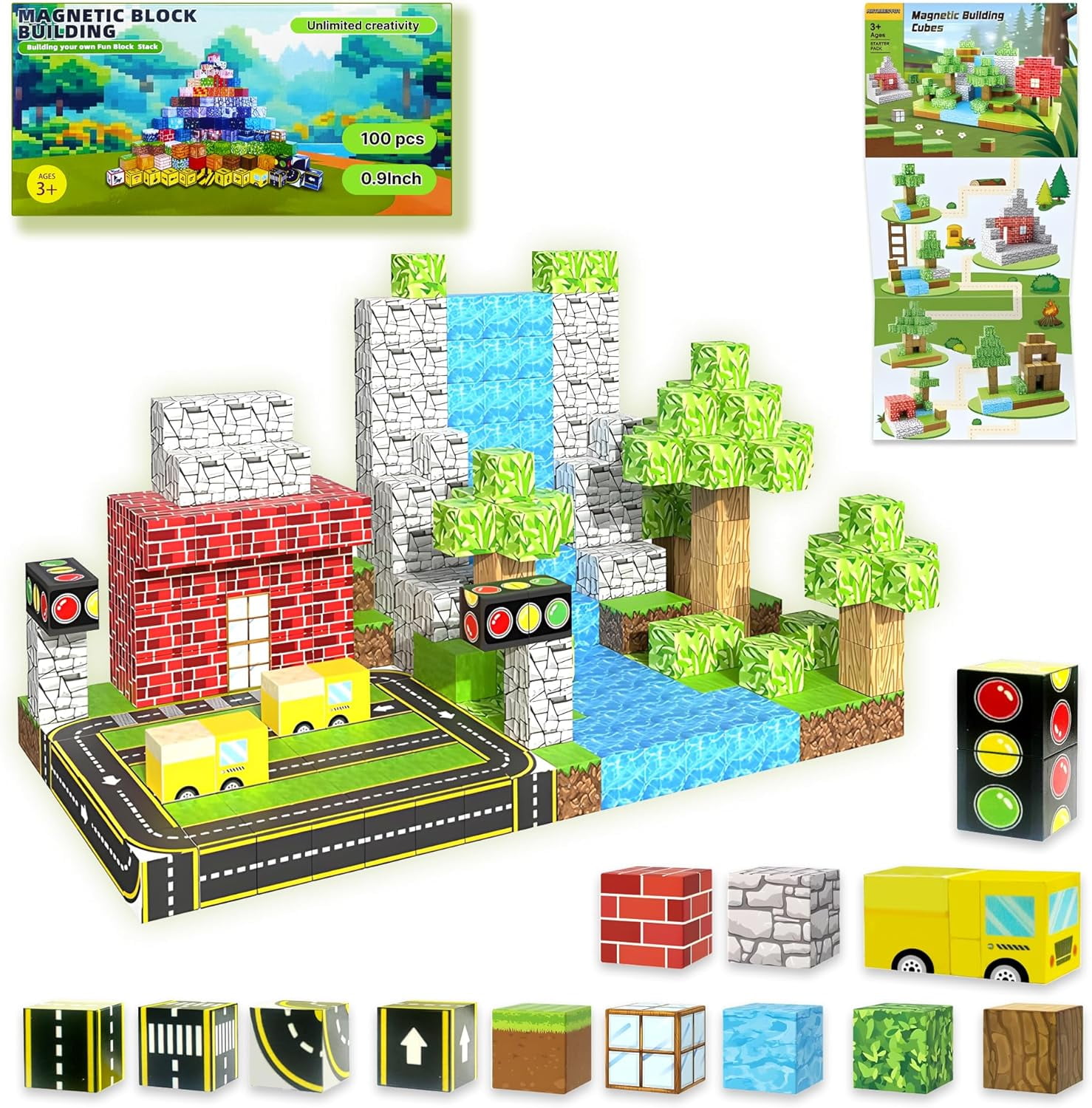 100PCS Magnetic Building Blocks for Kids Ages 4-8,Magnet STEM Sensory ...
