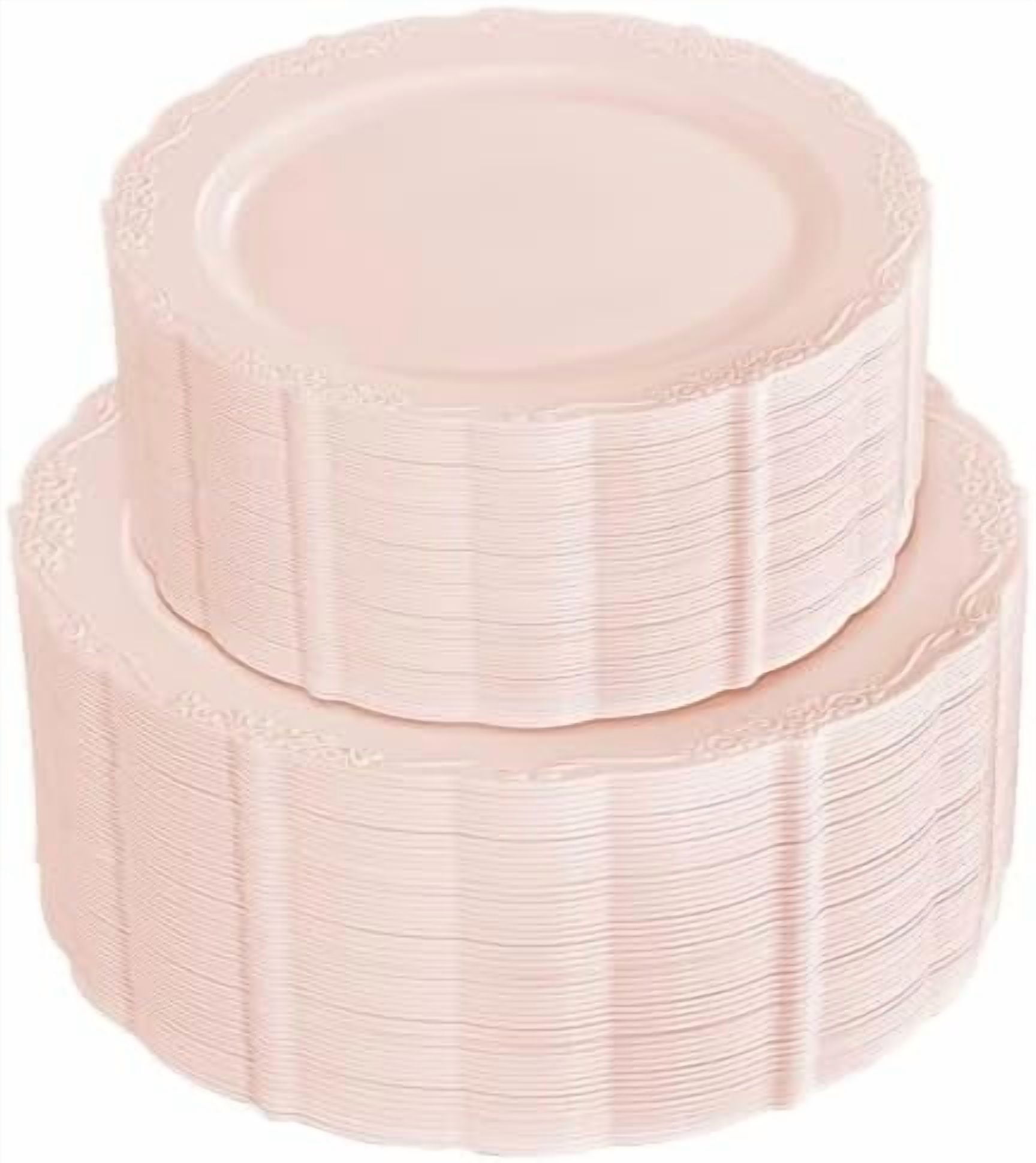 100PCS Mauve Pink Plastic Plates - Plastic Party Plates Disposable ...