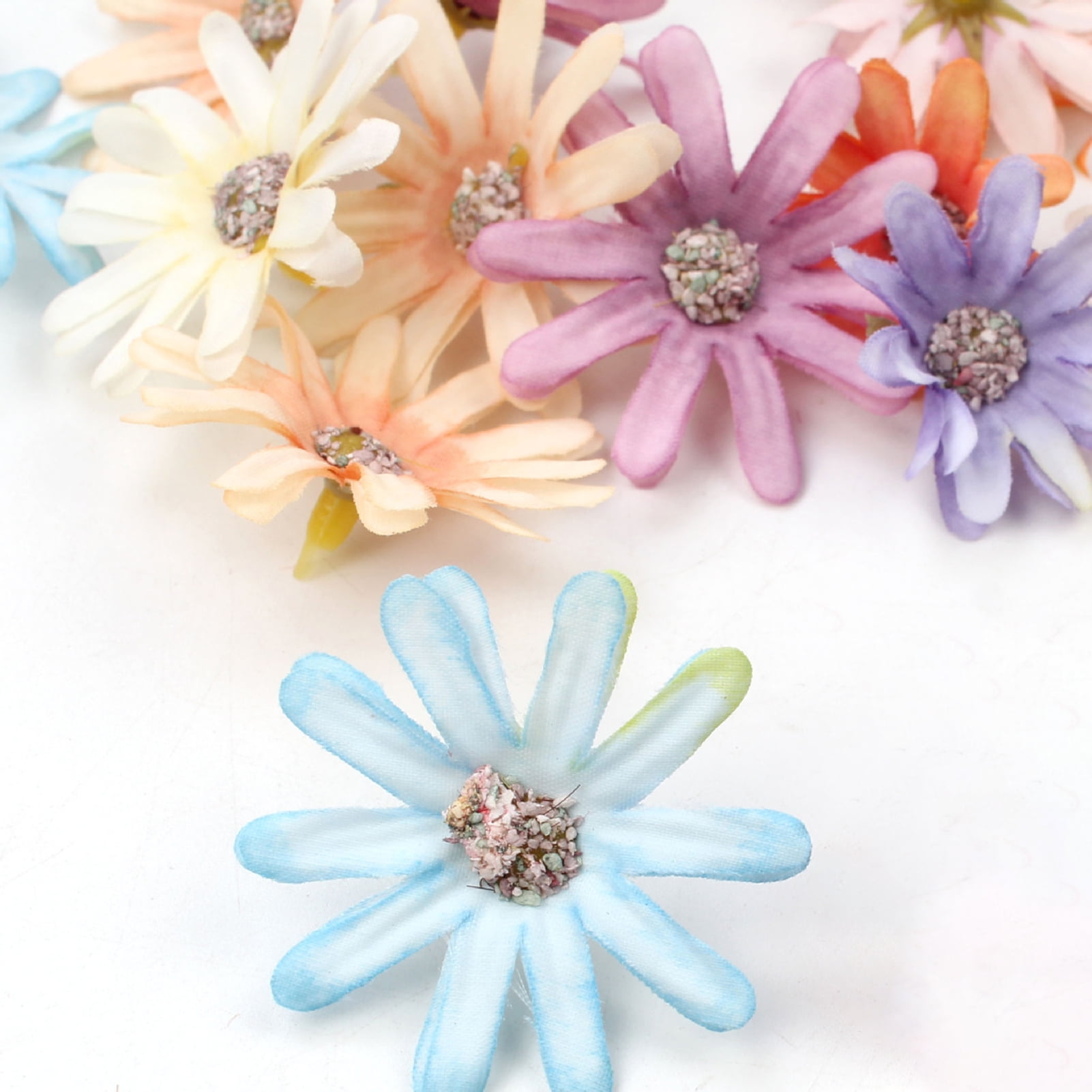 100PCS Mini Fake Flower Heads Small Artificial Daisy Flower Heads Silk ...