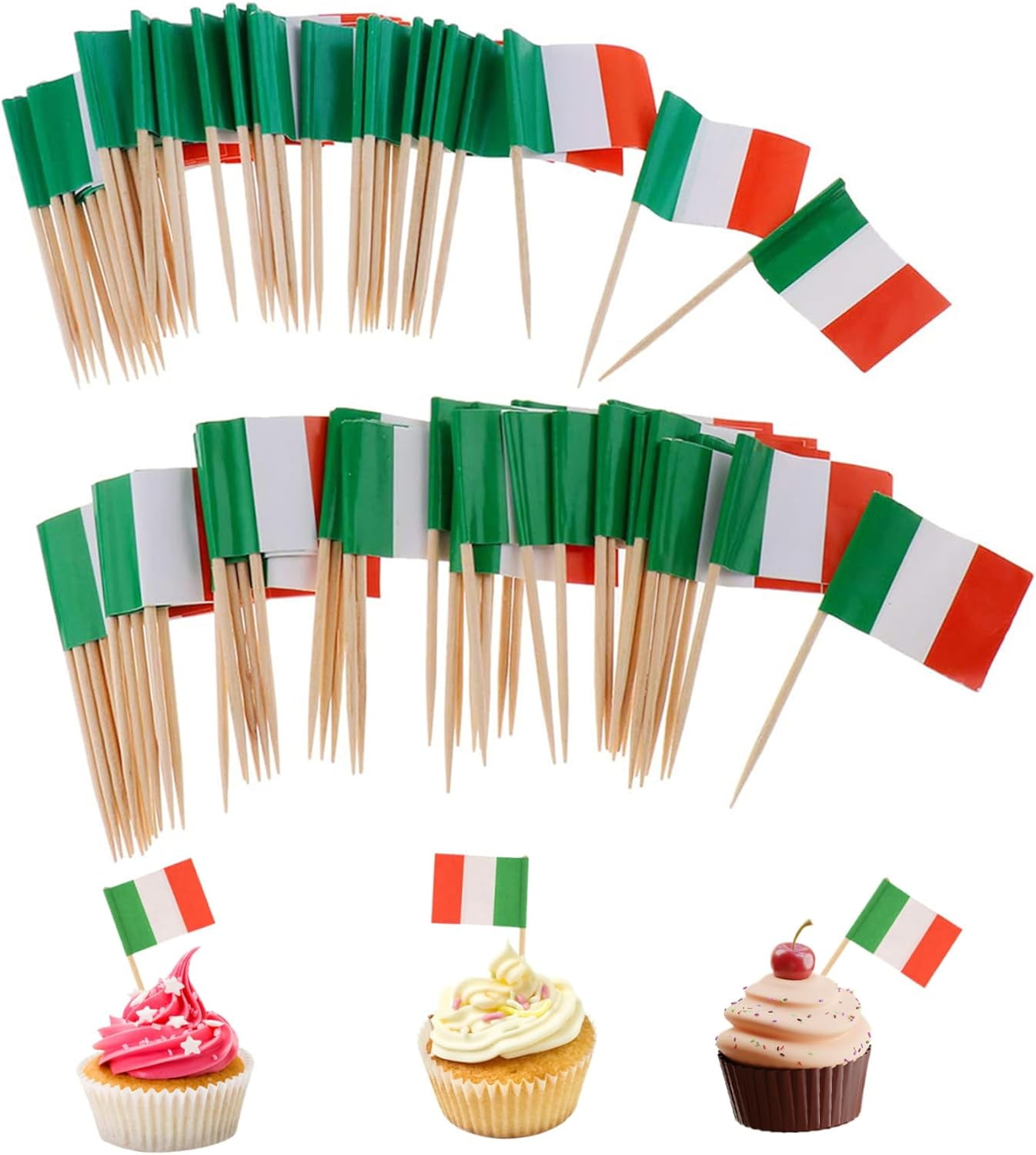 100PCS Mini Italy Flags On Sticks Food Flags Toothpick Cupcake Toppers ...