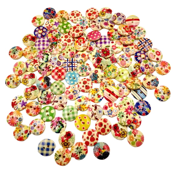 100PCS Mixed Vintage Wood Buttons for Crafts,Wooden Buttons 2 Holes DIY ...