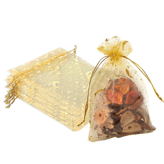 100PCS Moon Star Organza Bags, 4x6 inches (10x15cm) Small Mesh Bags ...