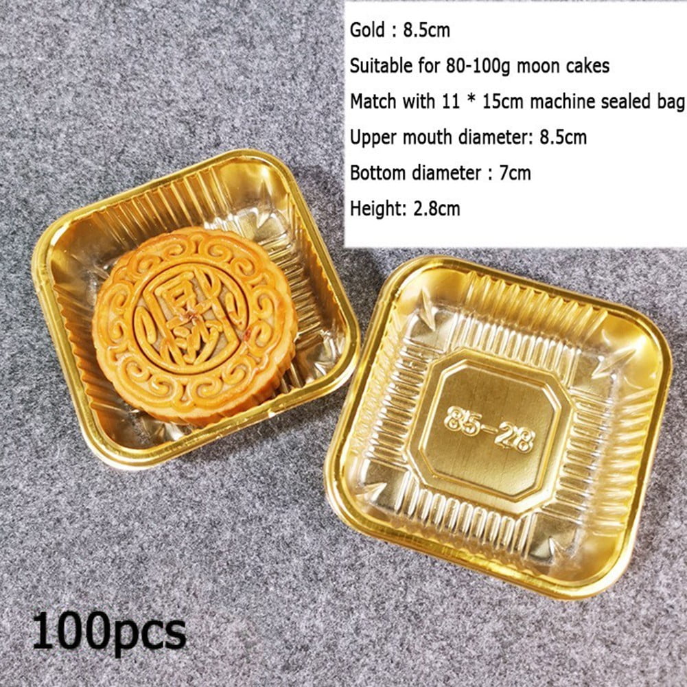 100PCS Mooncake Inner Transparent Food Packaging Box Golden Blister Box ...