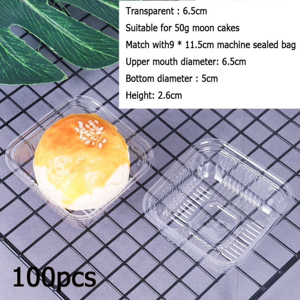 100PCS Mooncake Inner Transparent Food Packaging Box Golden Blister Box ...