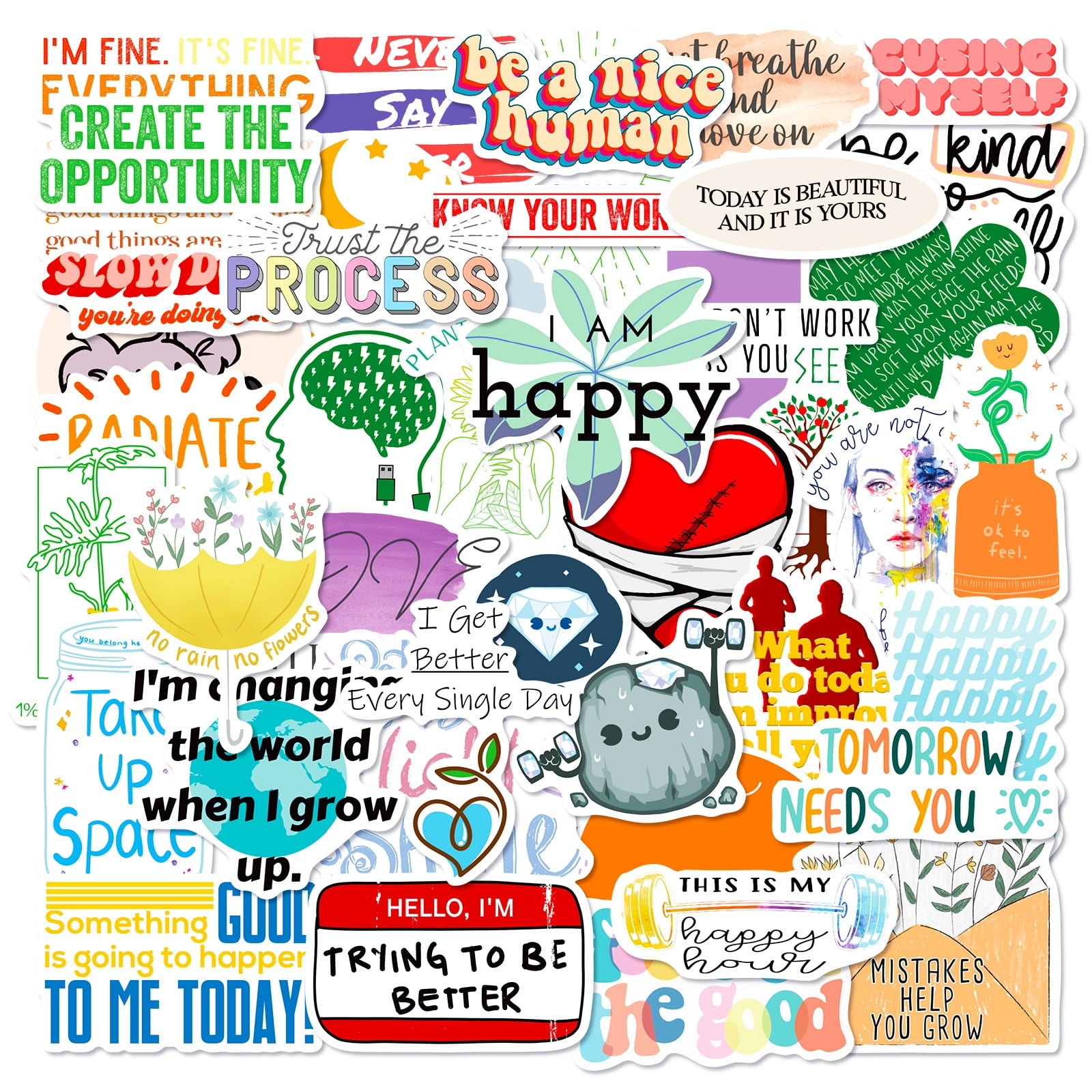 100PCS Motivational Stickers for Emotional Support, Water Bottle Laptop ...