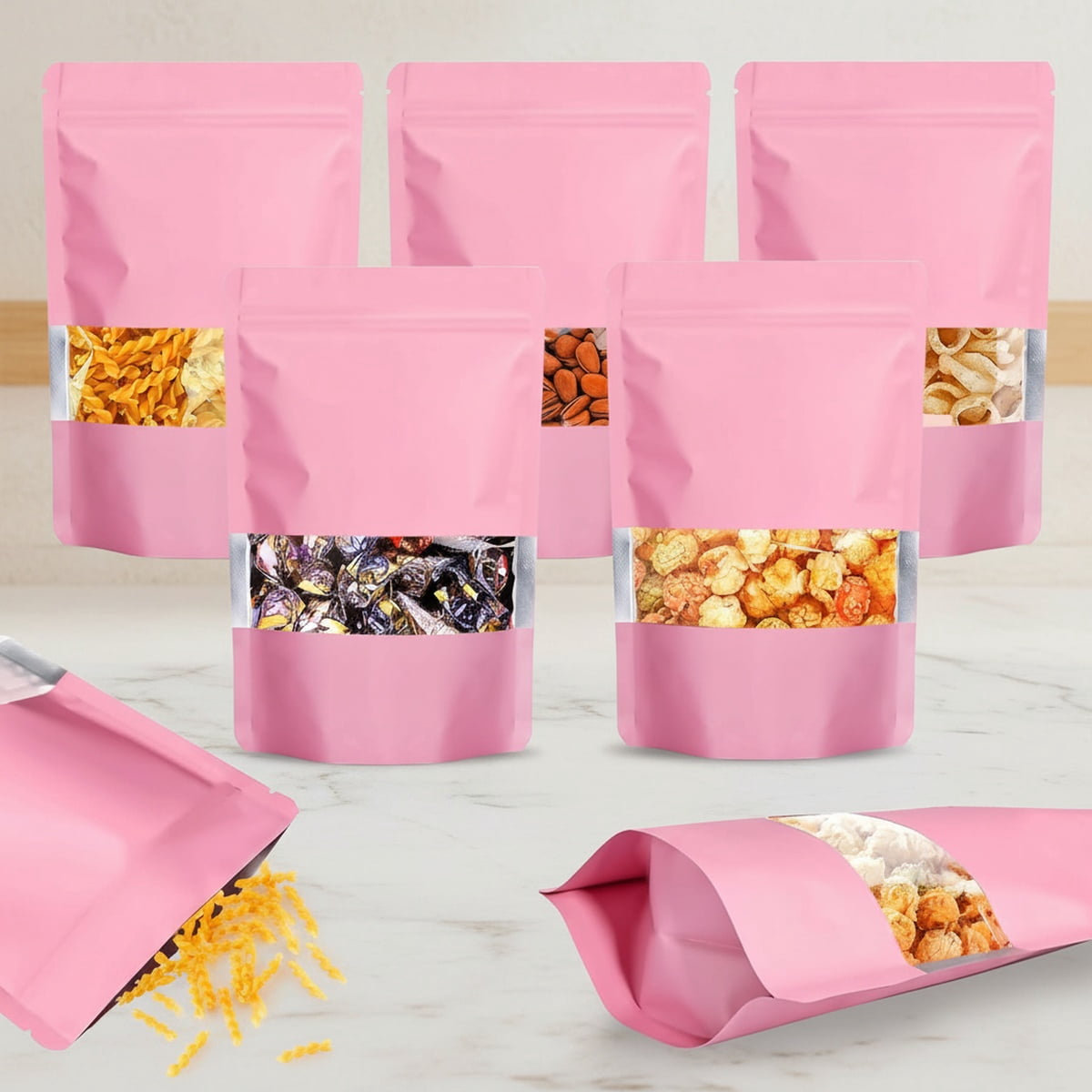 100PCS Mylar Bags for Food Storage, Smell Proof Resealable Food ...