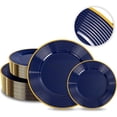 100PCS Navy Blue and Gold Modern Round Disposable Plastic Plates ...
