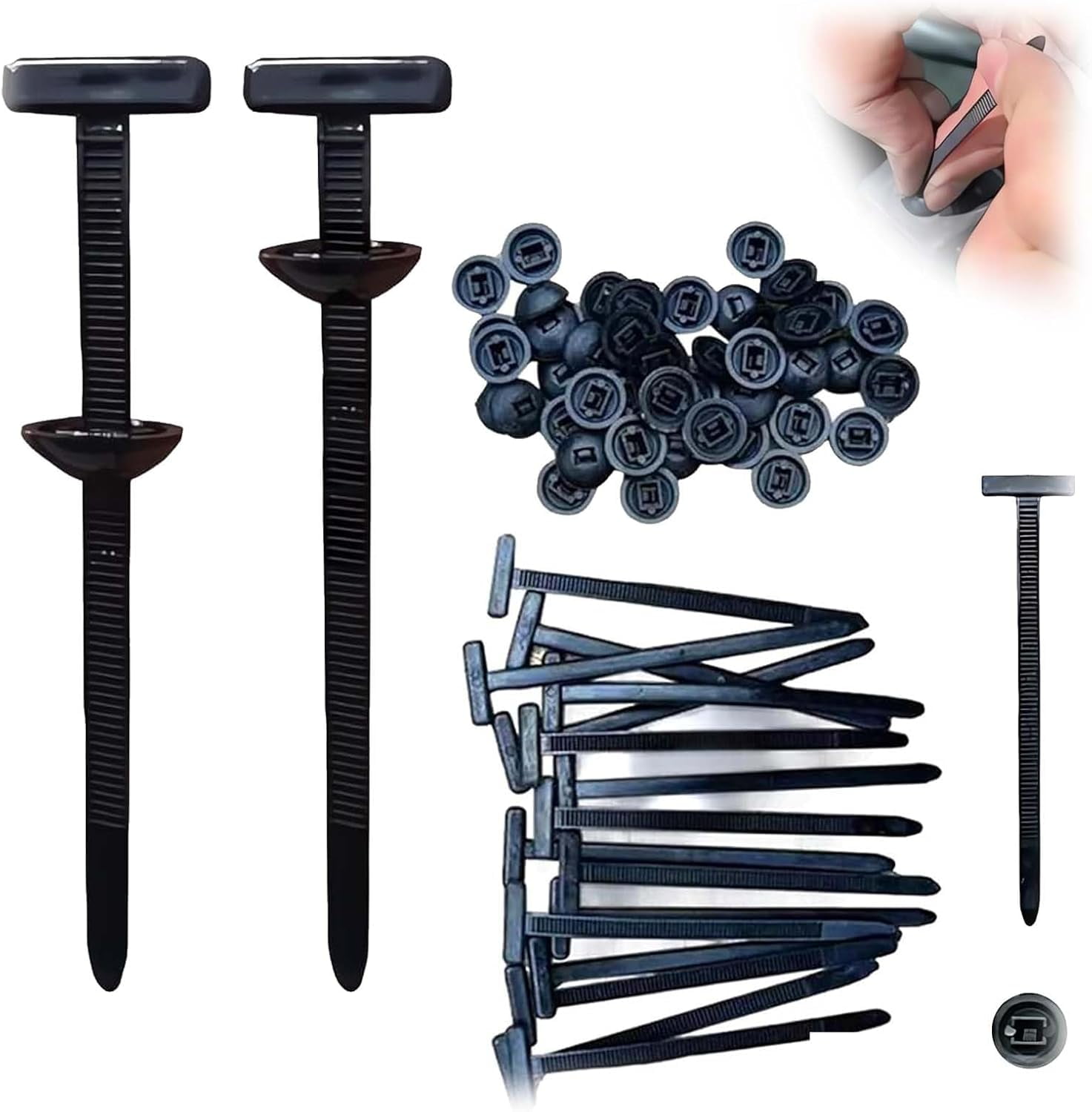 100PCS Nylon Universal Cable Tie Buckle, 2025 Upgrade Multipurpose Plastic Cable Ties Tool Heavy ...