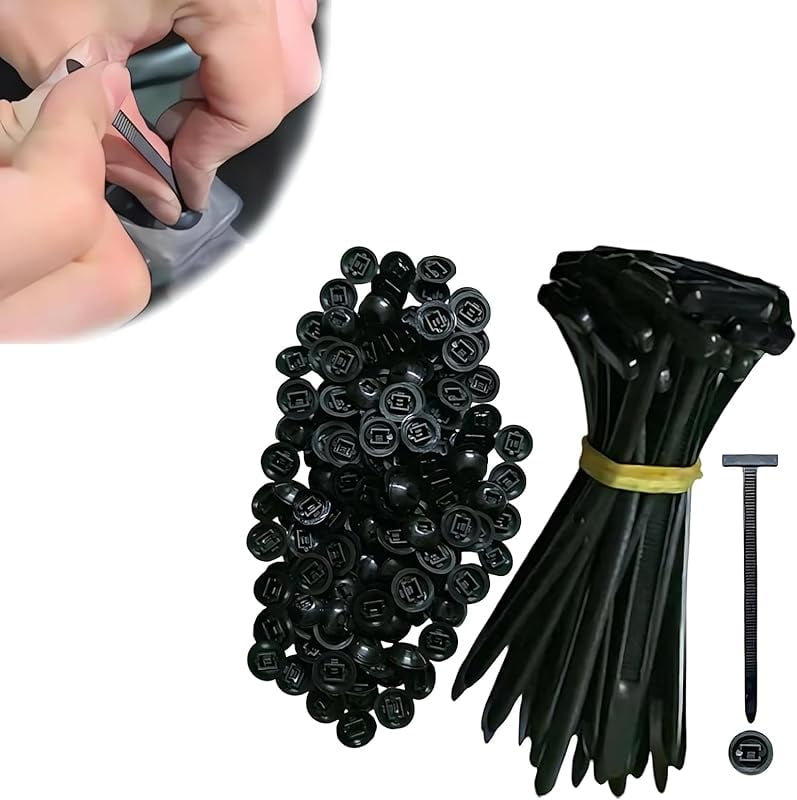 100PCS Nylon Universal Cable Tie Buckle, Plastic Zip Tie Rivet, Heavy Duty Self Locking Nylon ...