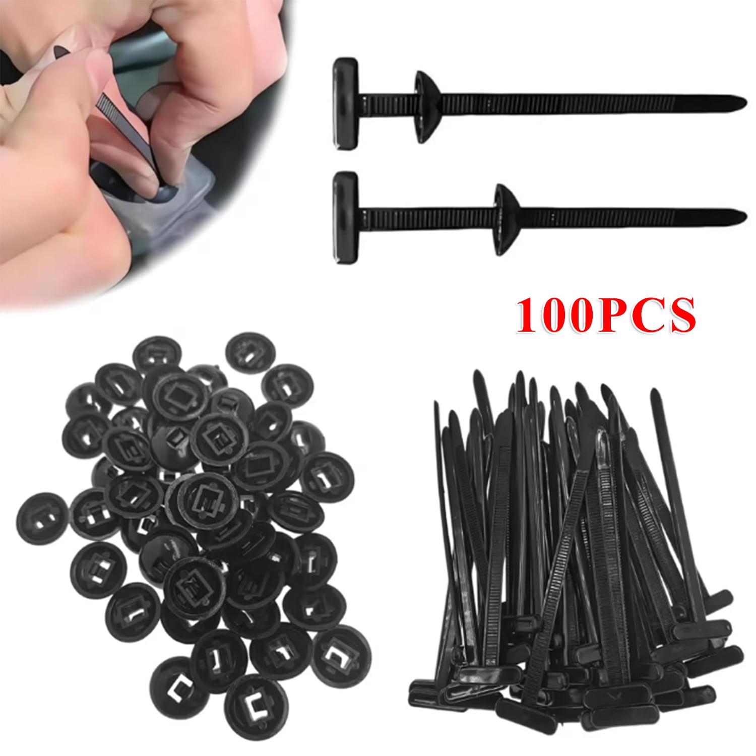 100PCS Nylon Universal Cable Tie Buckle, Self Locking Zip Cable Ties ...