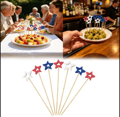 100PCS Patriotic Star Cocktail Picks, Appetizer Skewers for ...