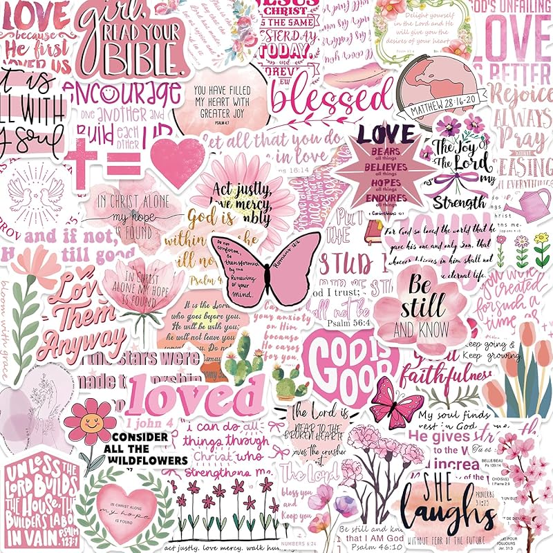 100PCS Pink Bible Verse Stickers forfor Adults Jesus Stickers Faith ...