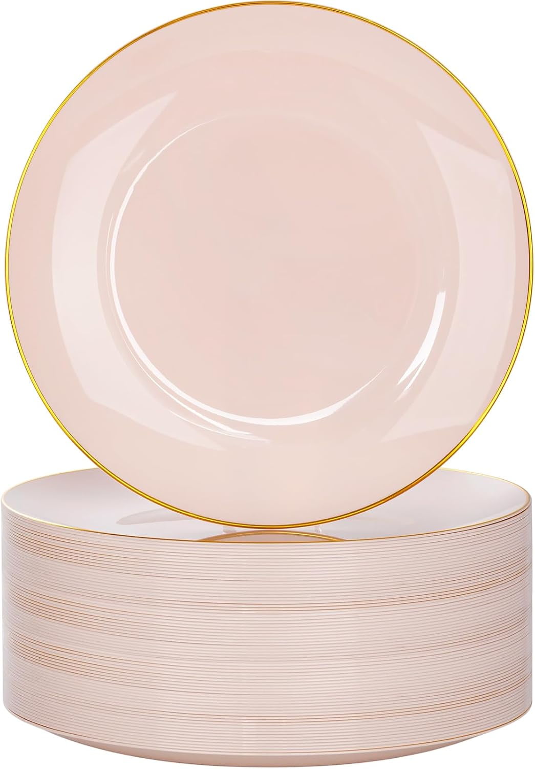 100PCS Pink and Gold Plastic Plates - 10.25 inch Pink Disposable Plates ...