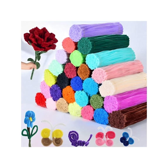100PCS Pipe Cleaners 53 Type Colors Chenille Stems Flexible Chenille ...
