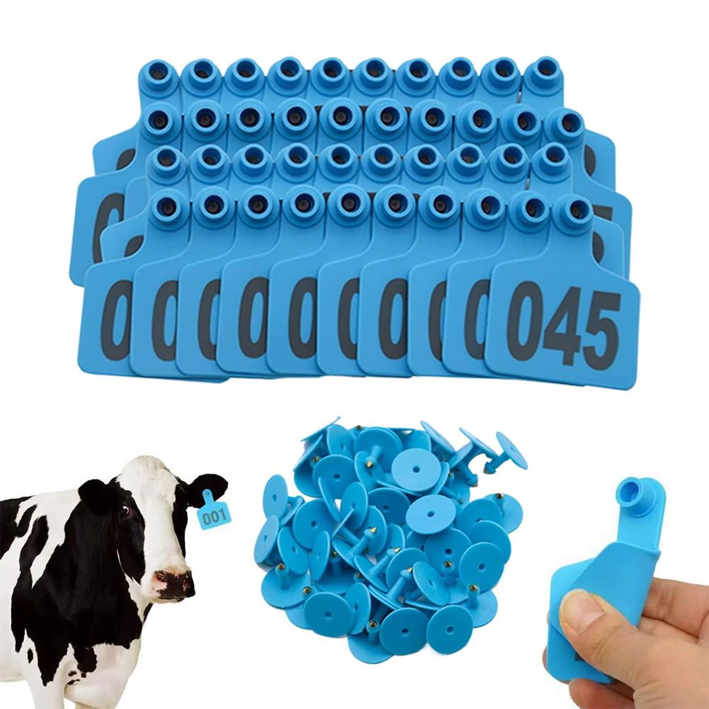 100PCS Plastic Cattle Ear Tags, 001-100 Number Tags for cattle, goats ...