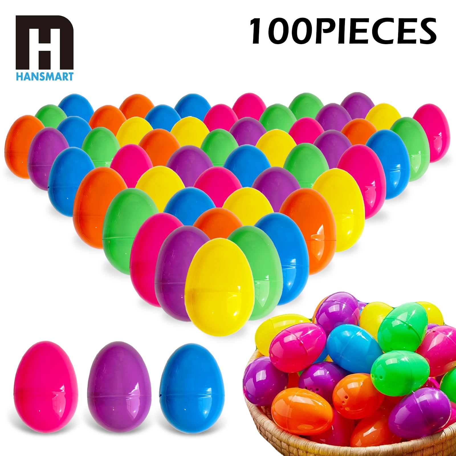 100PCS Plastic Easter Eggs, Empty 2.3" Eggs Bulk Fillable for Easter ...