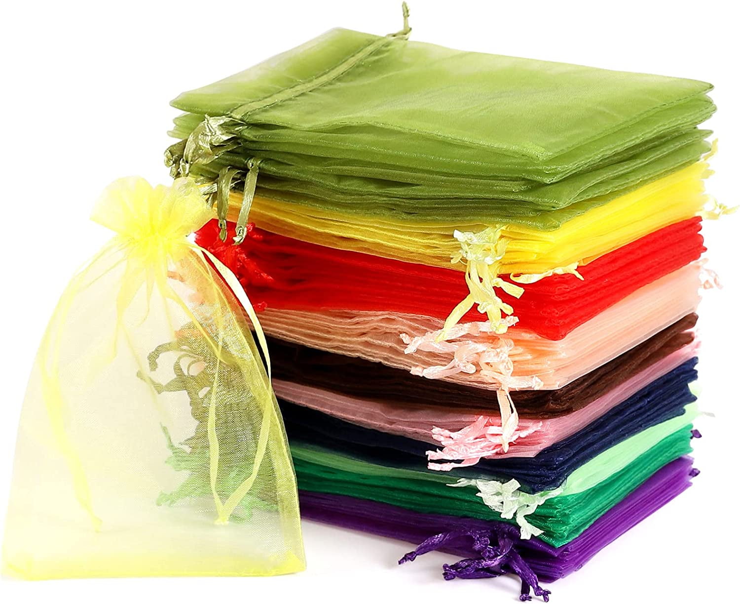 100PCS Premium Sheer Organza Bags, White Wedding Favor Bags with ...