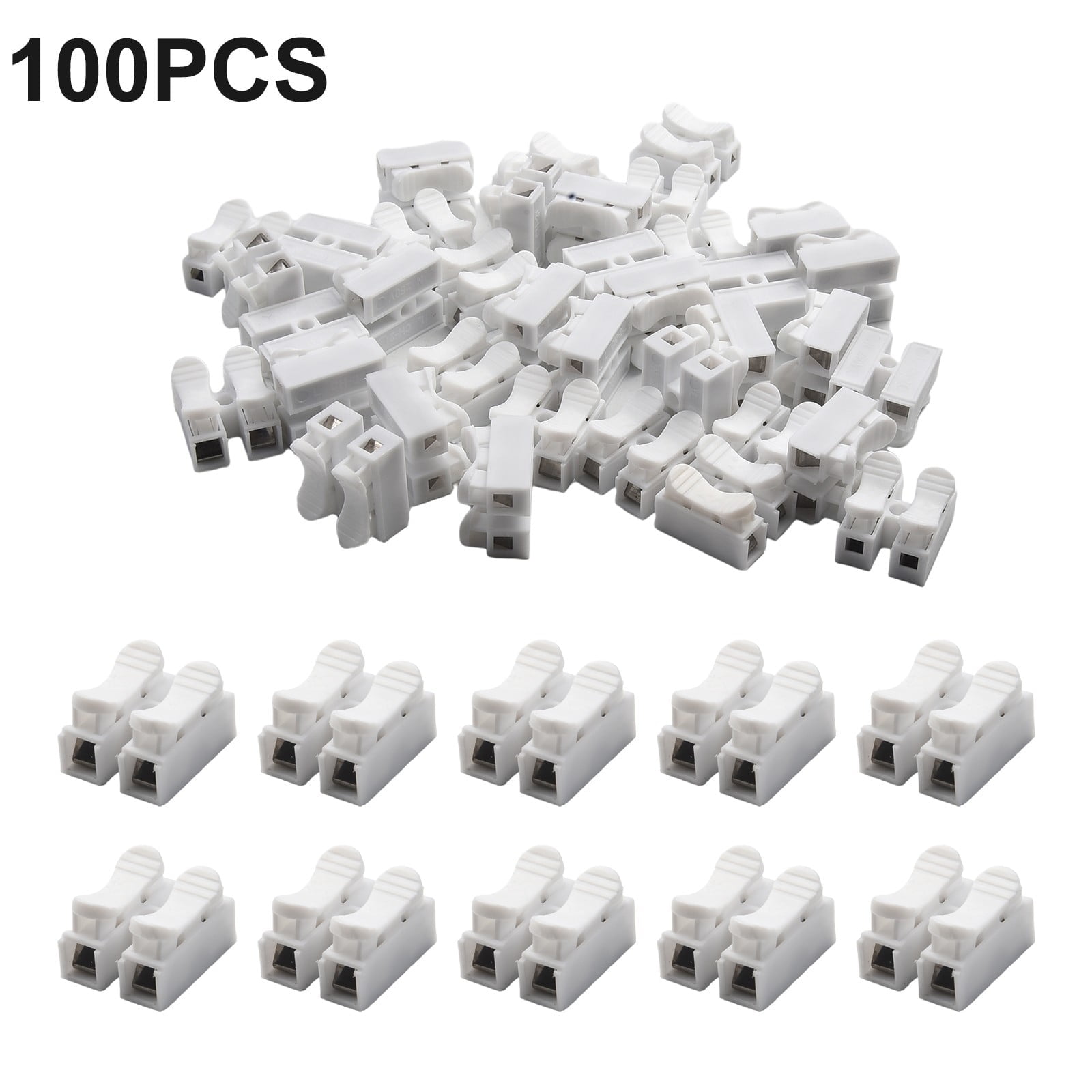 100PCS Push-in Quick Cable Connector 10A 220V 2 Pin Push Quick Wire ...