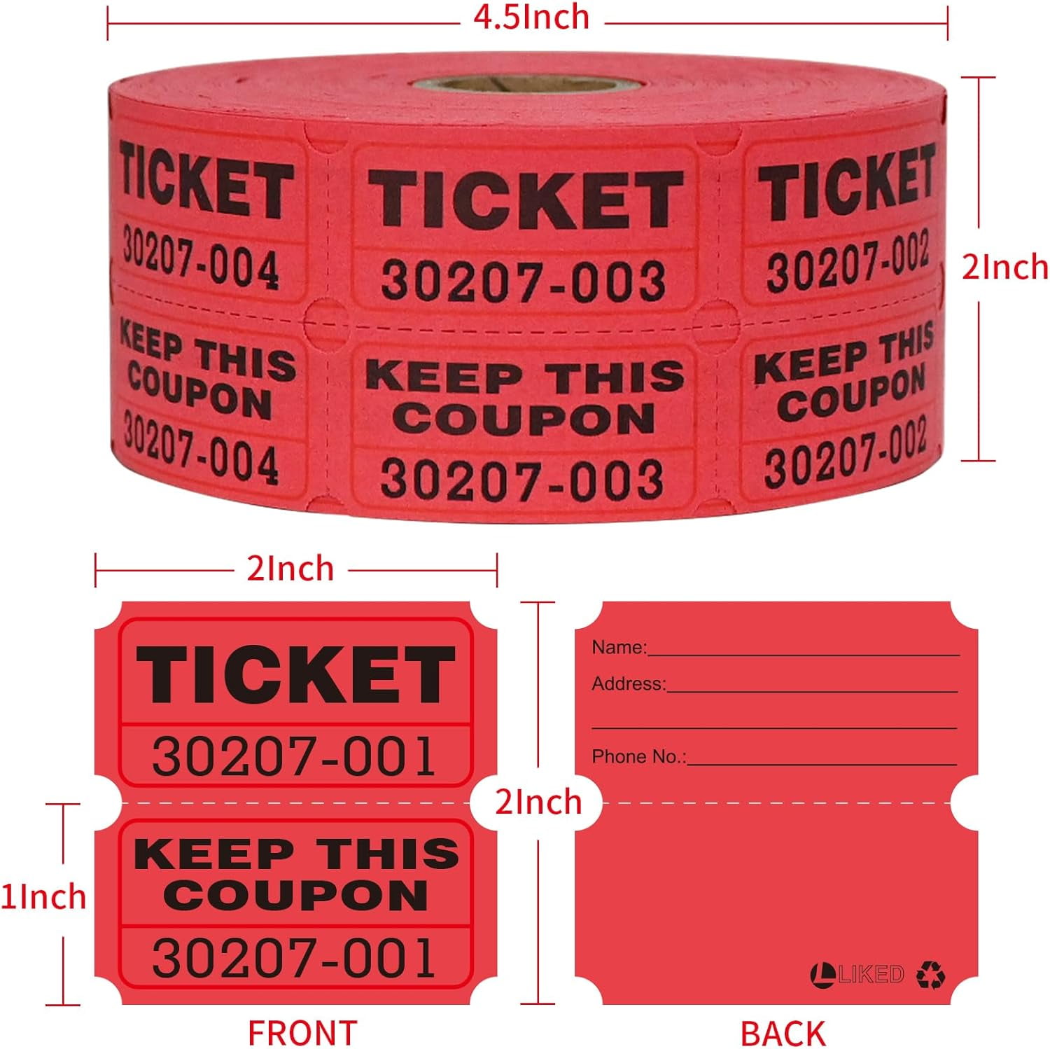100PCS Raffle Tickets, Consecutively Numbered Tickets, Ticket Ride ...