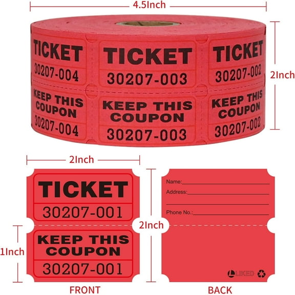 Regent Products Double Stub Raffle Tickets, 200 Count, Color Varies ...