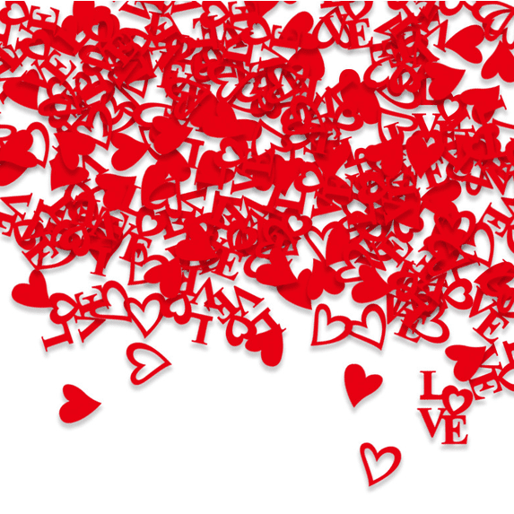 100PCS Red Heart and Love Confetti, Valentine's Day Table Scatter ...