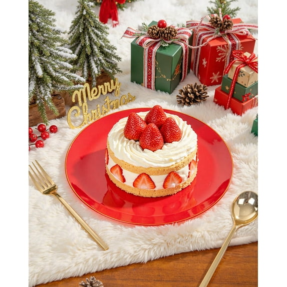 100PCS Red Plastic Plates Disposable Heavy Duty - Include 50 Dinner ...