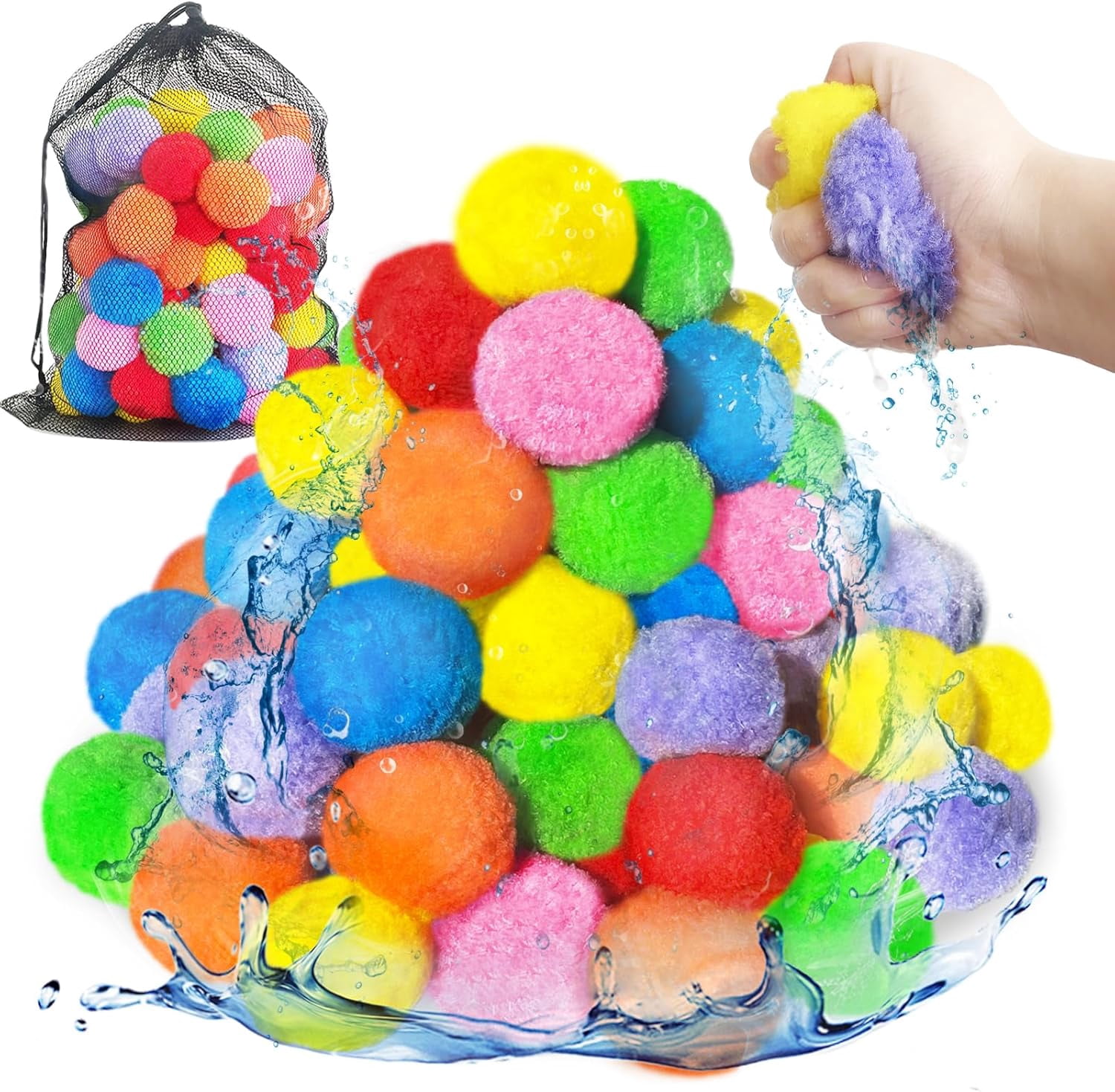100PCS Reusable Water Balls,Outdoor Water Balloons,Water Games Toys ...