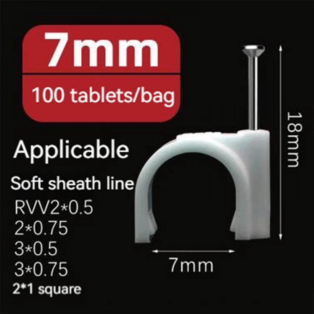 100PCS Round Cable Clips 4~16 mm C Shaped Management Nylon Carbon Steel ...
