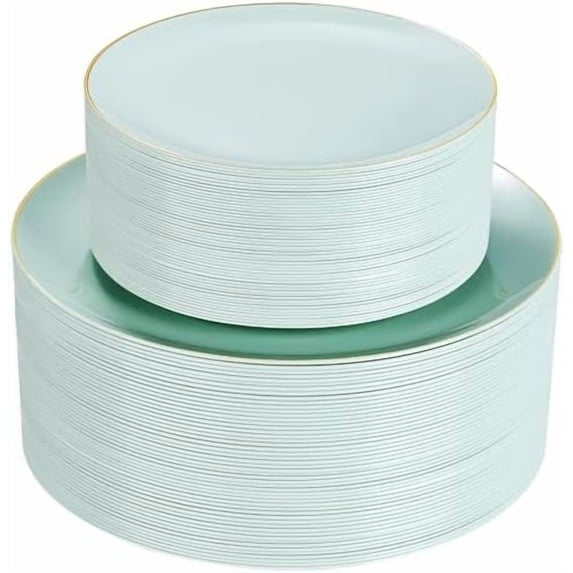 100PCS Sage Green Plastic Plates - Disposable Sage Green Include 50 ...