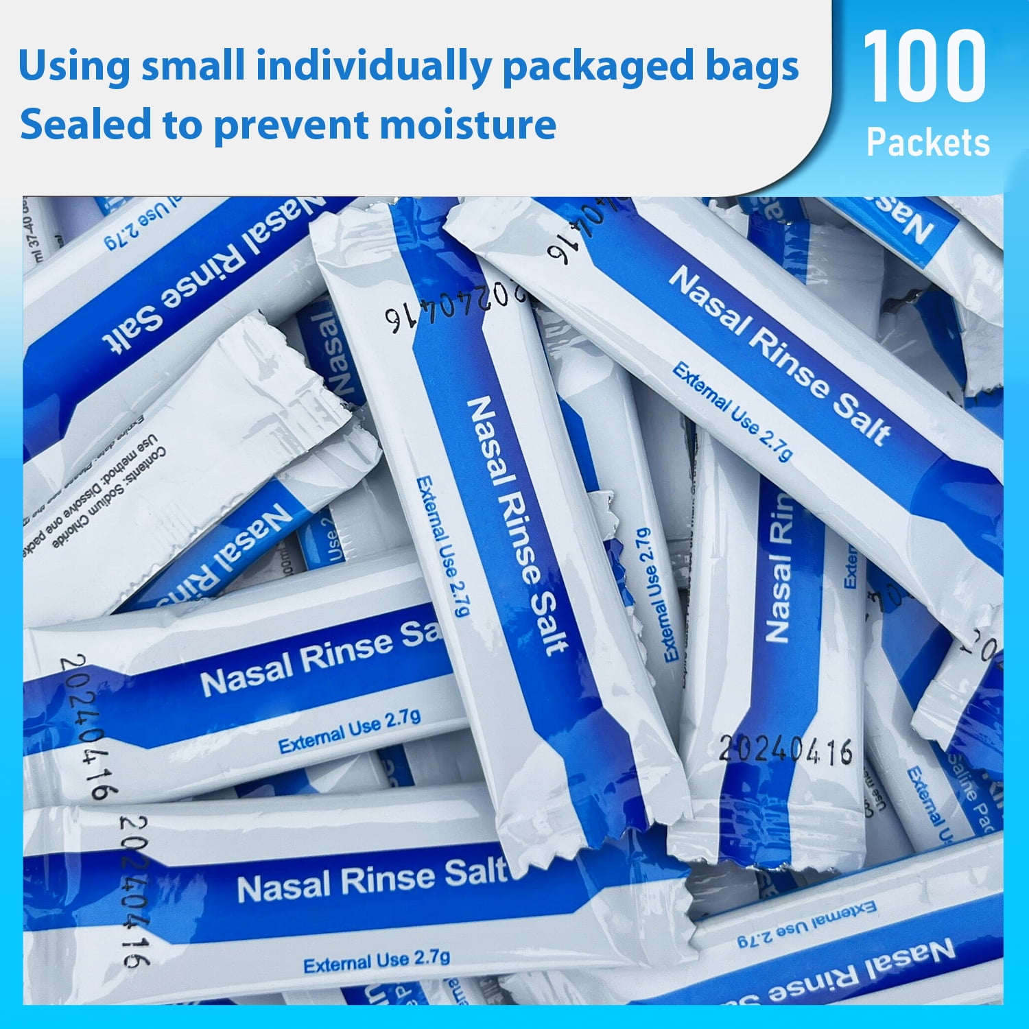 100PCS Saline Packets Neti Pot Salt Sinus Rinse Nasal Saline Packets ...