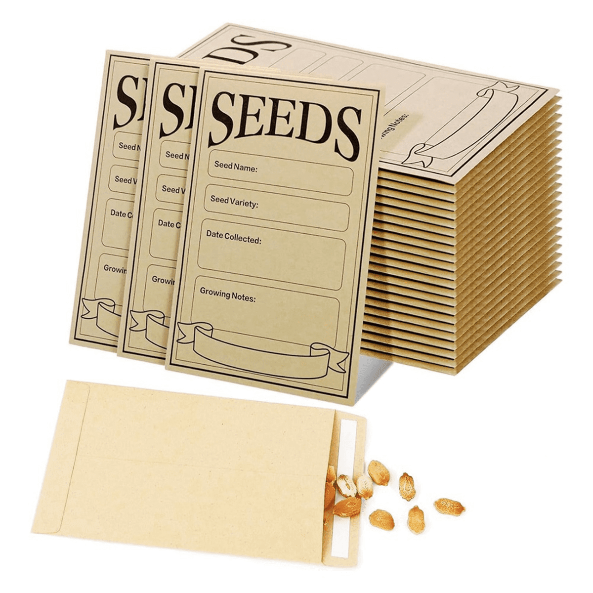 100PCS Seed Packets Envelopes: Self Sealing Kraft Small Seed Envelopes for Seed Storage ...