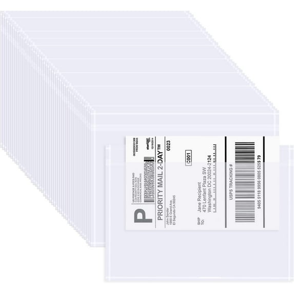 100PCS Shipping Label Sleeves, 7.5" x 5.5" Packing Slip Pouches, List ...