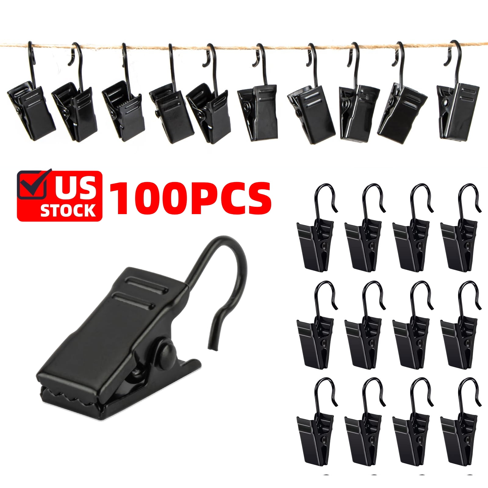 100PCS Small Curtain Clips - Curtain Hook Clips Hooks for Hanging ...