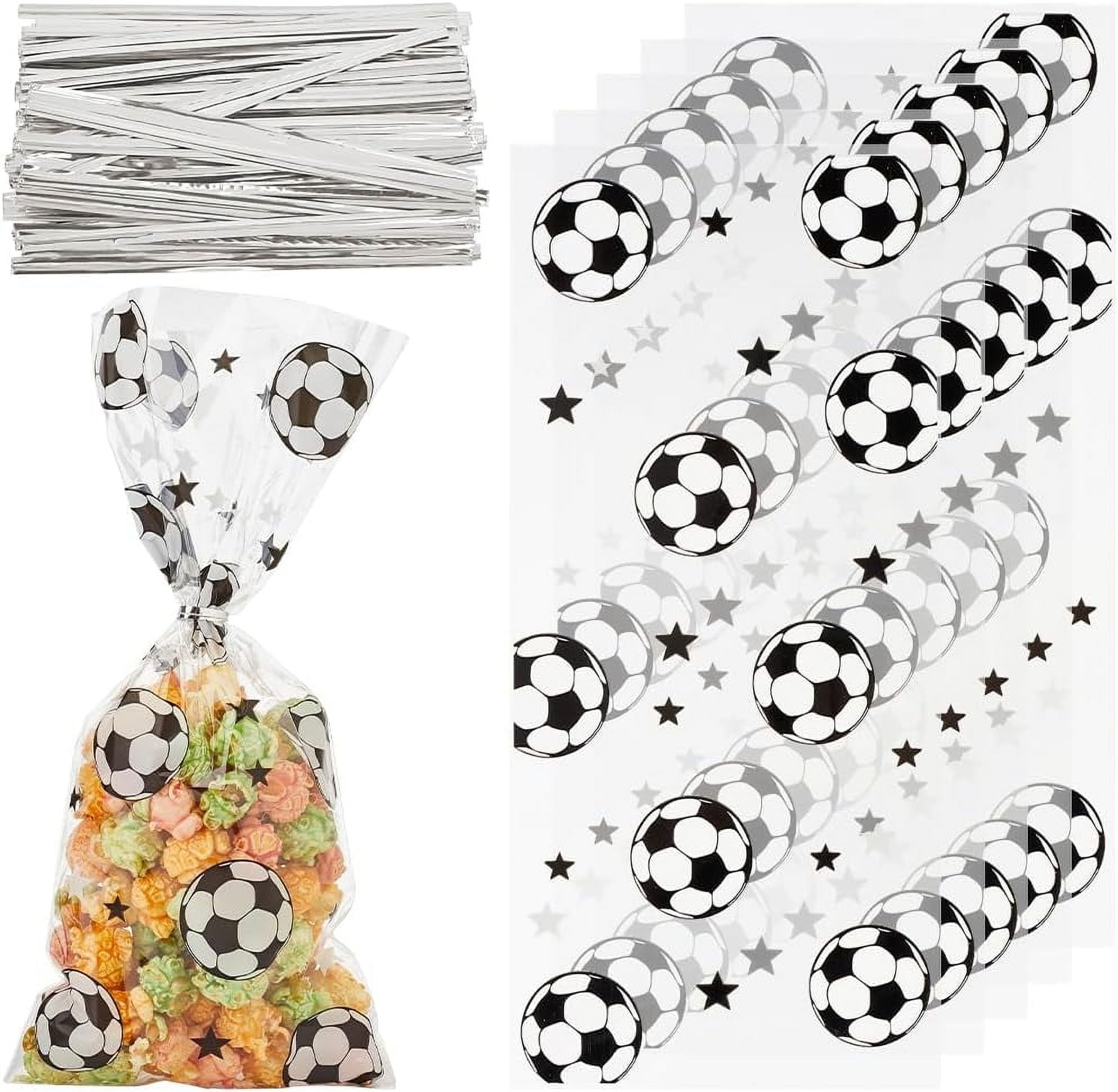 100PCS Soccer Cellophane Bags Plastic Football Star Pattern Clear ...