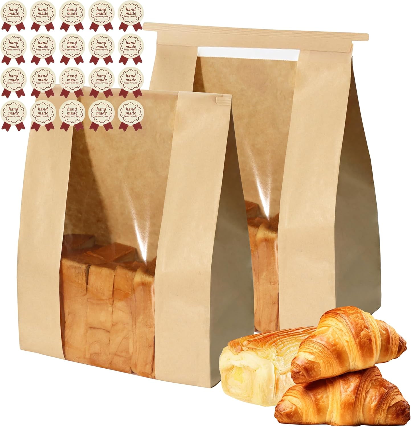 100PCS Sourdough Bread Bags for Homemade Bread Tin Tie Tab Lock Paper ...