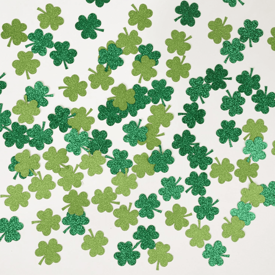 100PCS St. Patrick's Day Glitter Shamrock Confetti, Green Four-Leaf ...