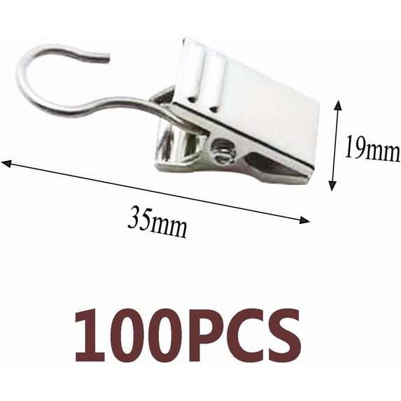 100PCS Stainless Steel Metal Clips Silver with Hook for Curtain, Photos ...