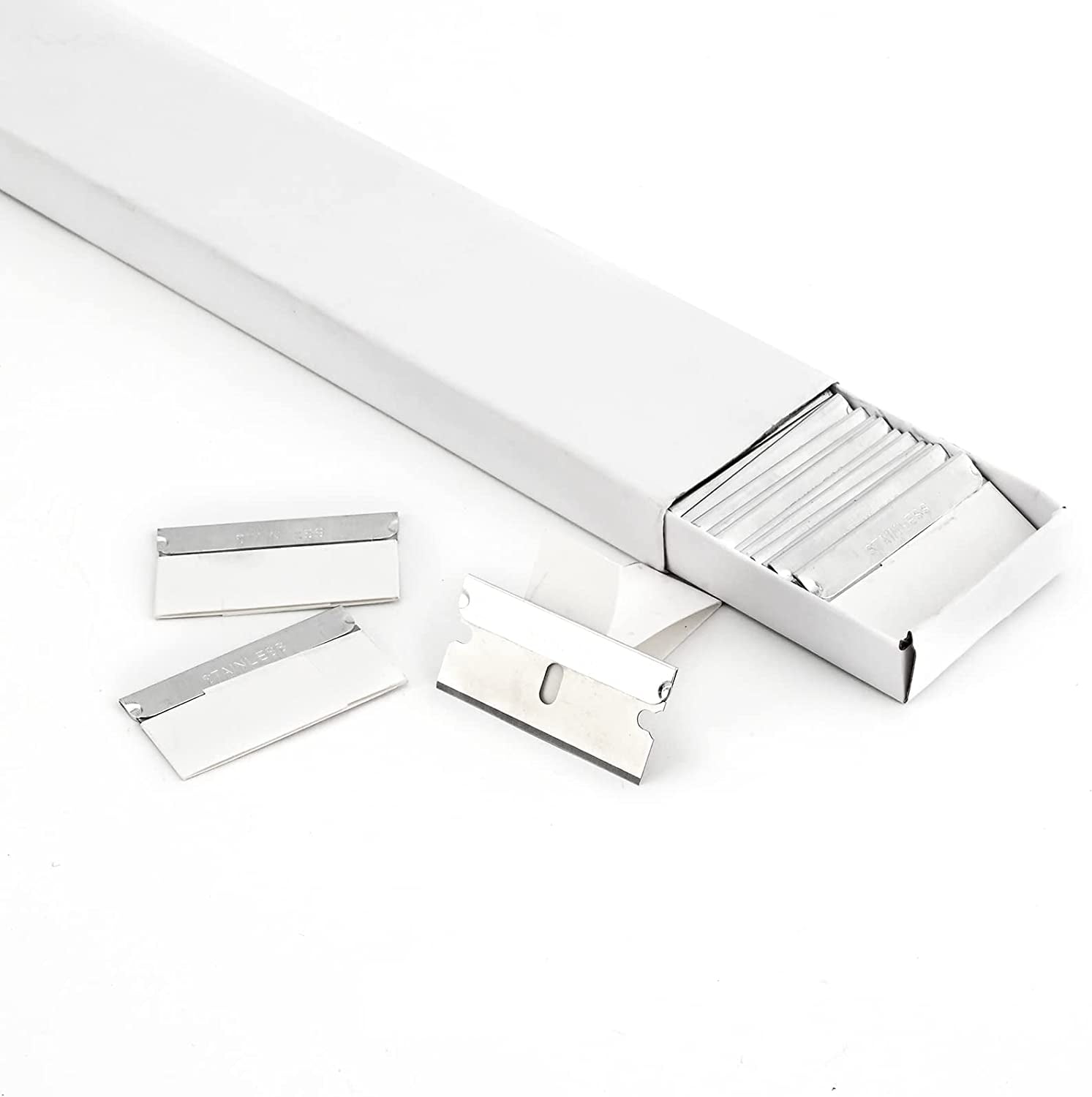 100PCS Stainless Steel Single Edge Razor Blades, Individually Wrapped ...