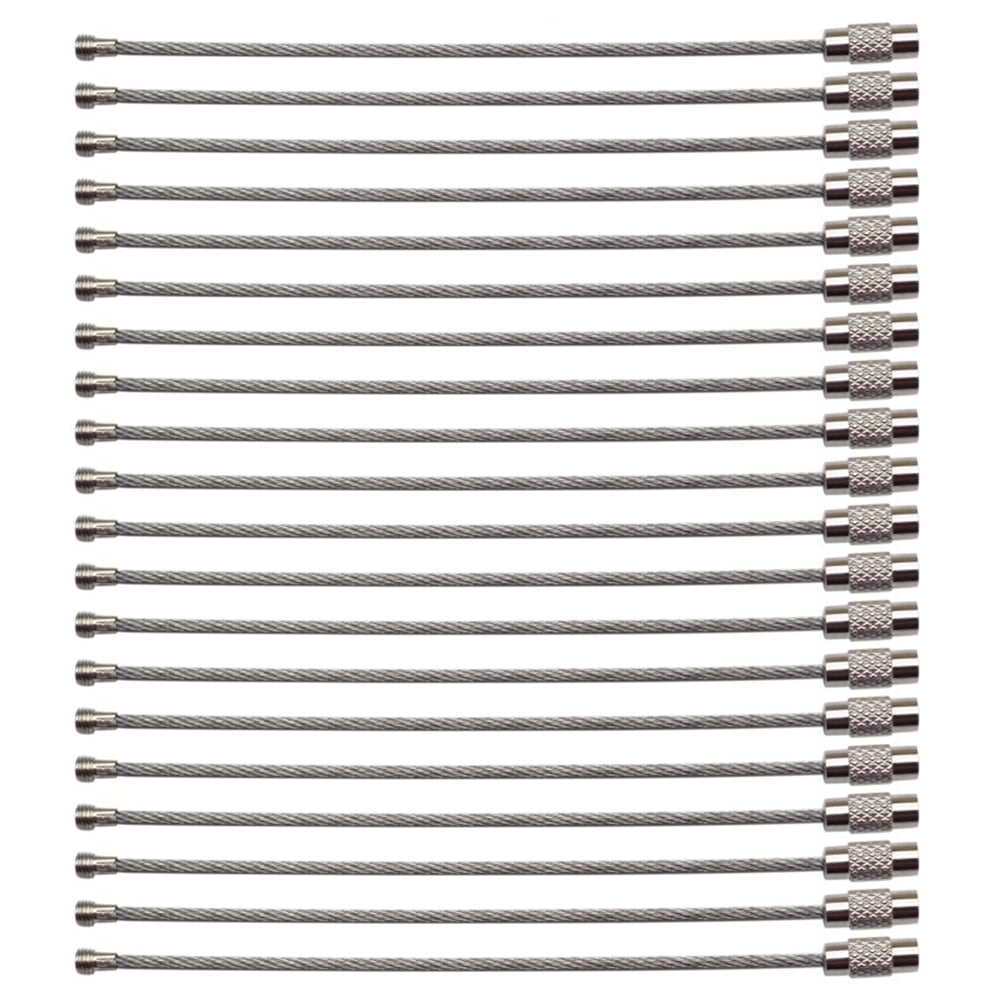 100PCS Steel Wire Blank Luggage Tag Chain, 150mm Cable Loop Key Ring ...