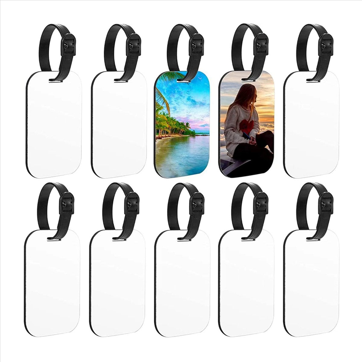 100PCS Sublimation Blank Luggage Tags White Blank Travel Bag Baggage ...