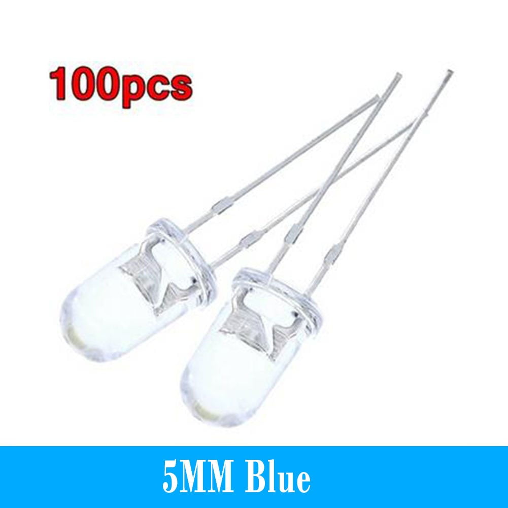 100PCS Super Bright LED Lights 5mm Red/Blue/Green/White/Yellow LED ...