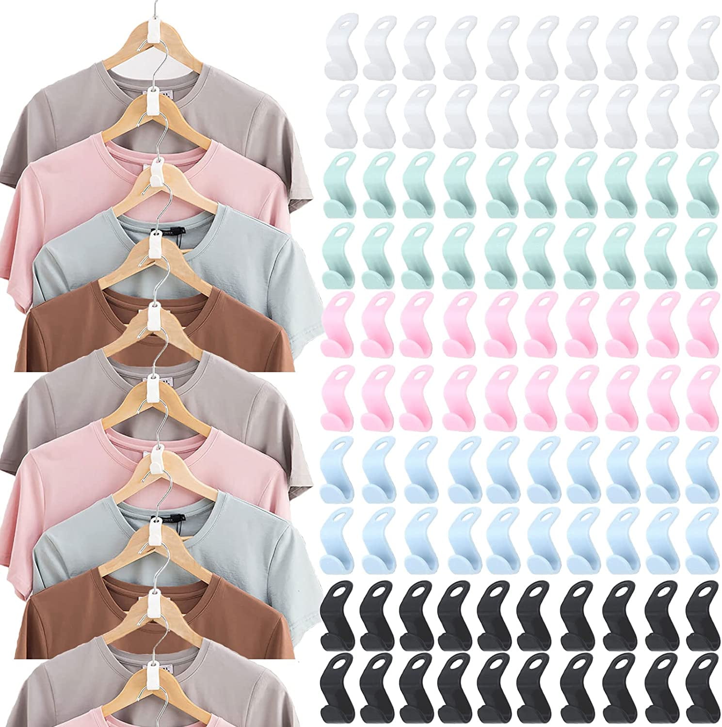 100PCS Super Space Saving Clothes Hanger Connector Hooks | 100PCS ...