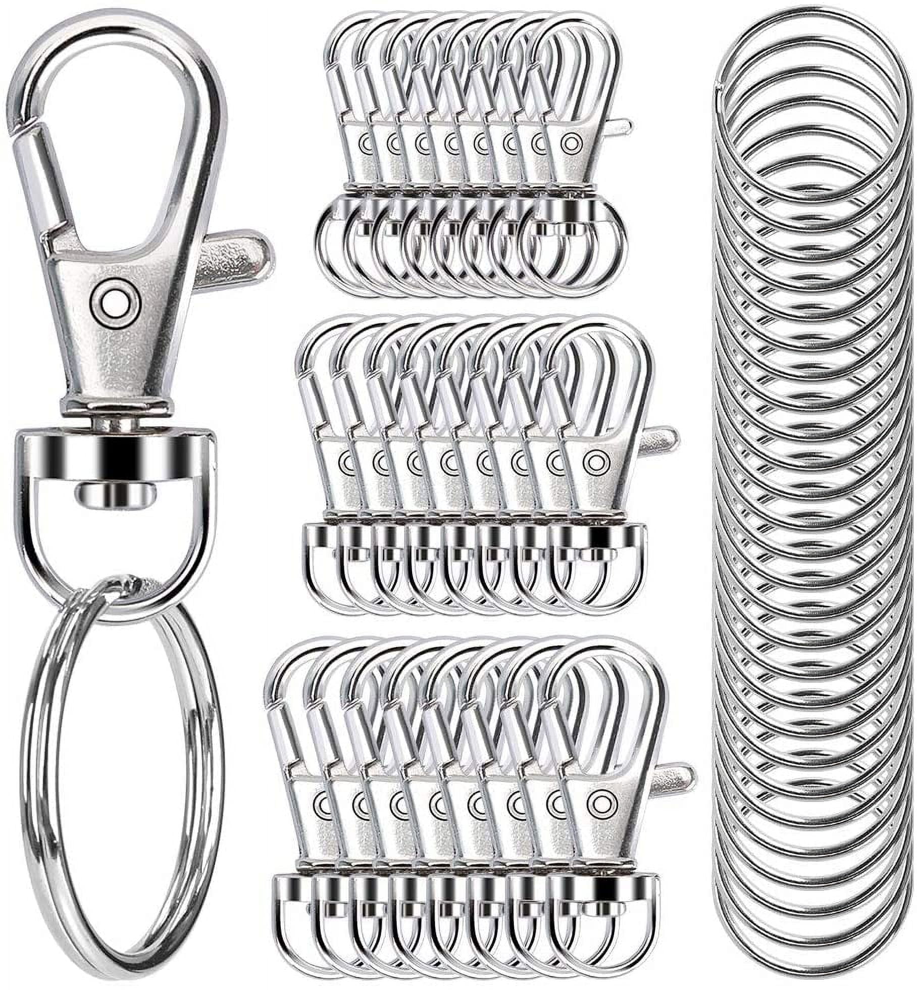 100Pcs Metal Swivel Snap Hooks with Split Key Rings, Premium Keychain ...